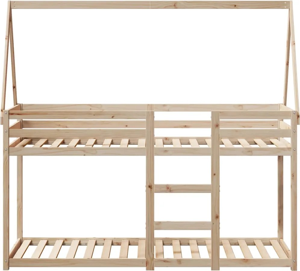 Patrová postel se střechou 80 x 200 cm masivní borové dřevo 3282081