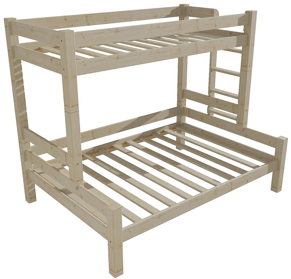 Vomaks Patrová postel s rozšířeným spodním lůžkem 8X8 06B Rozměr: 90/120 x 200 cm, Barva: surové dřevo, Varianta: vlevo