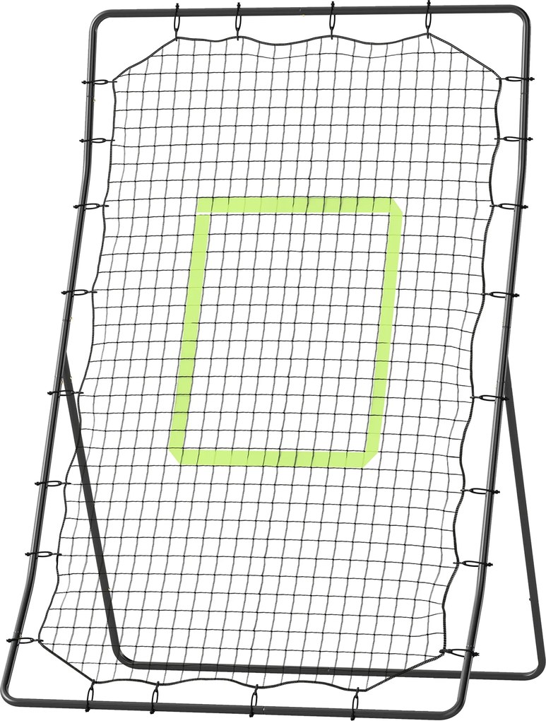 HOMCOM Baseball Rebounder PitchBack odrazová stěna s dopadovou zónou pro baseball a fotbal, přenosná, kovová, černá, 123 x 174 cm | Aosom.de