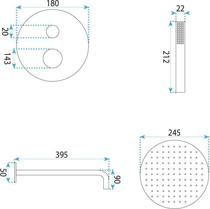 Rea Venti, podomítková sprchová souprava + BOX, měděná lesklá, REA-P8712