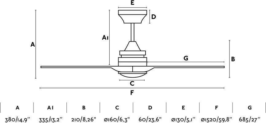FARO ALO 33719 59,8“ černá/rustikální borovice Reverzní stropní ventilátor