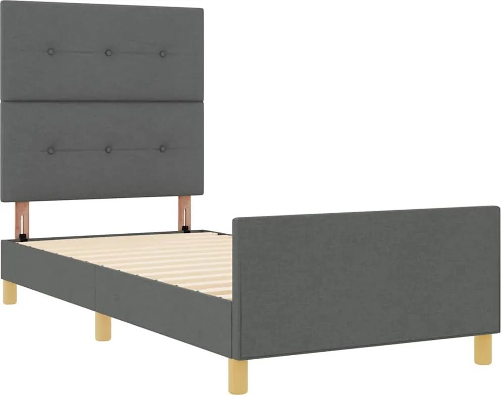 Rám postele s čelo Tmavě šedá 90 x 200 cm textil 3344698