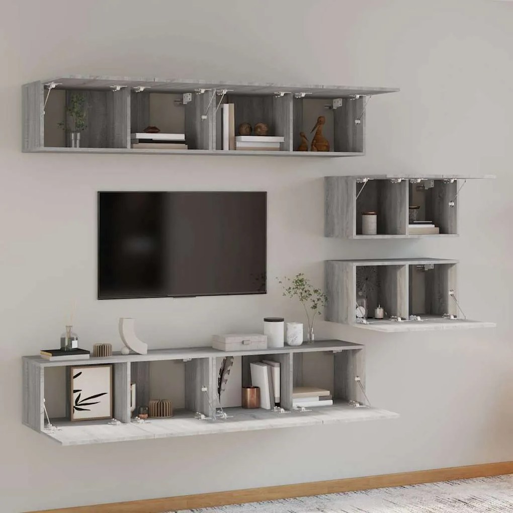 6dílný set TV skříněk šedý sonoma kompozitní dřevo 3114604