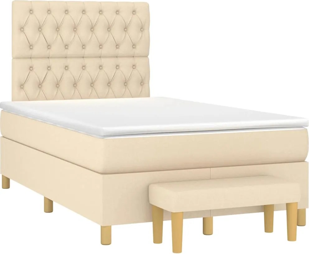 Box spring postel s matrací krémová 120x190 cm textil 3270430