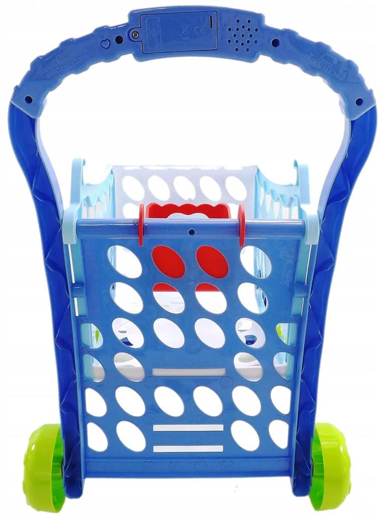 Dětský nákupní vozík se zvuky 3v1 modrý