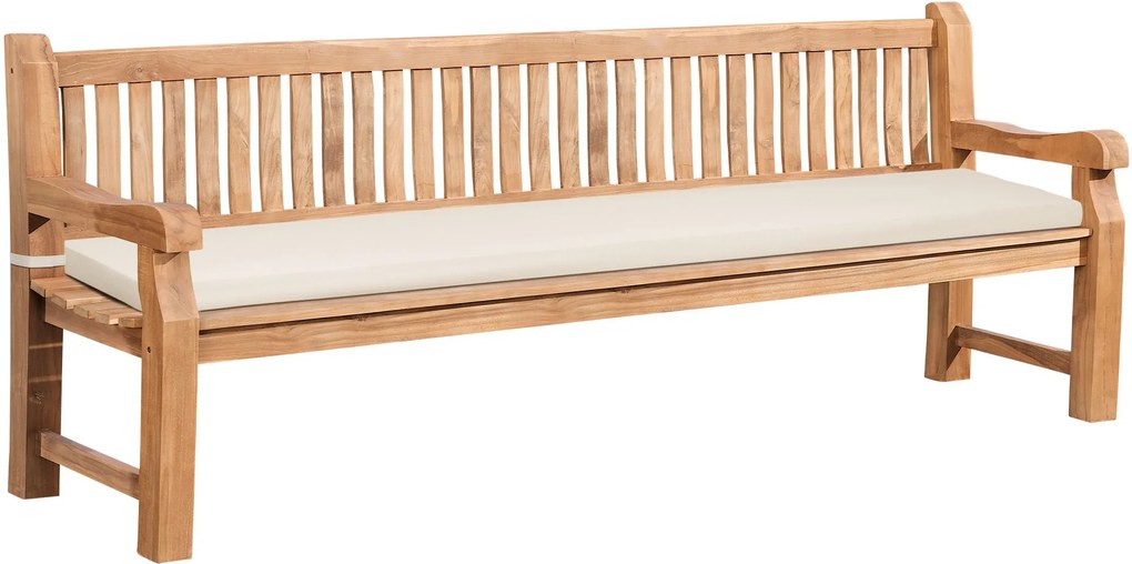Teaková lavice Jackson s sedací polštář 240 cm + teak – krémová