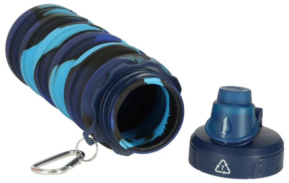Creative Corner Láhev na vodu silikonová skládací láhev s rukojetí sportovní 500ml modrá