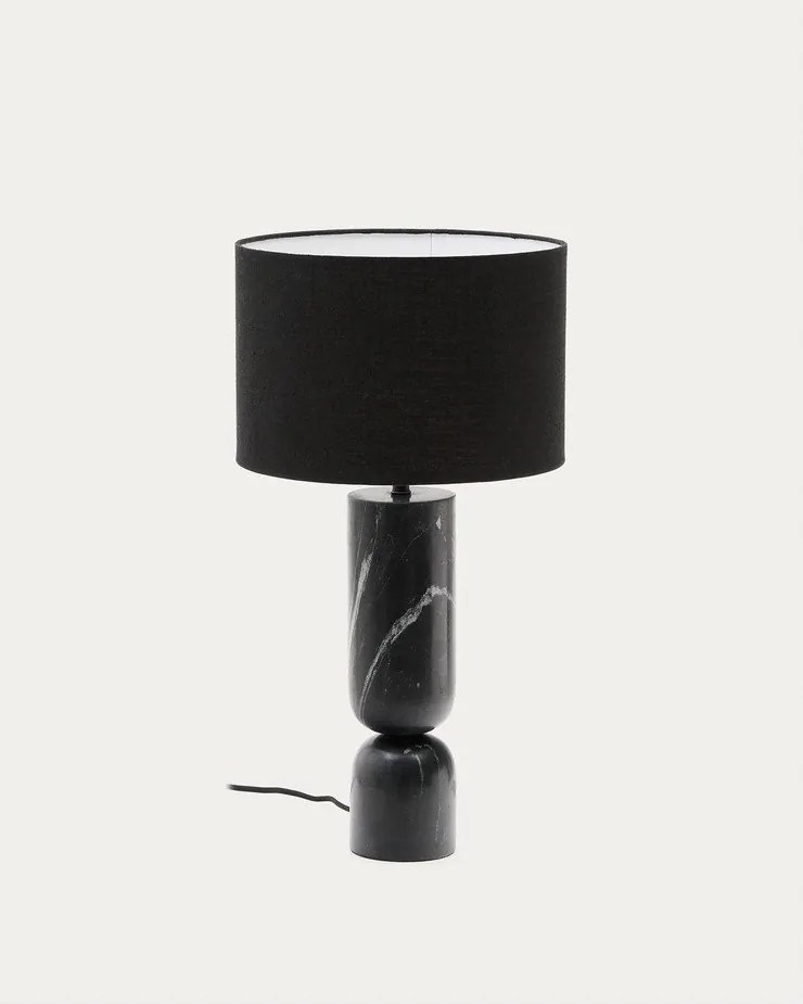 Černá mramorová stolní lampa s textilním stínidlem (výška 57 cm) Vex – Kave Home