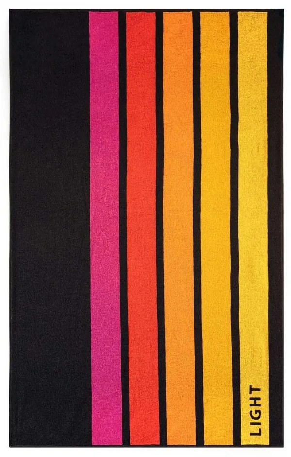 Plážová osuška 100x160 Light black multicoloured striped cotton froté beach 2 Zwoltex