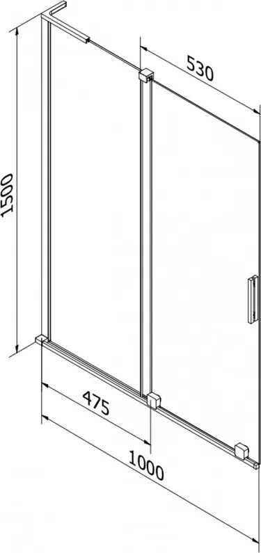 Mexen Velar L, 2-křídlová posuvná vanová zástěna 100 x 150 cm, 8mm sklo námraza, zlatá lesklá, 896-100-003-31-50