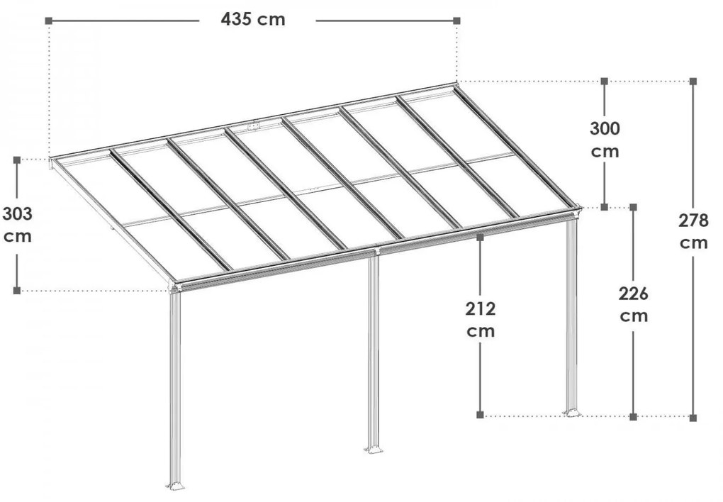 Zahradní hliníková pergola s polykarbonátem 4 x 3 m Goleto 4000W bílá