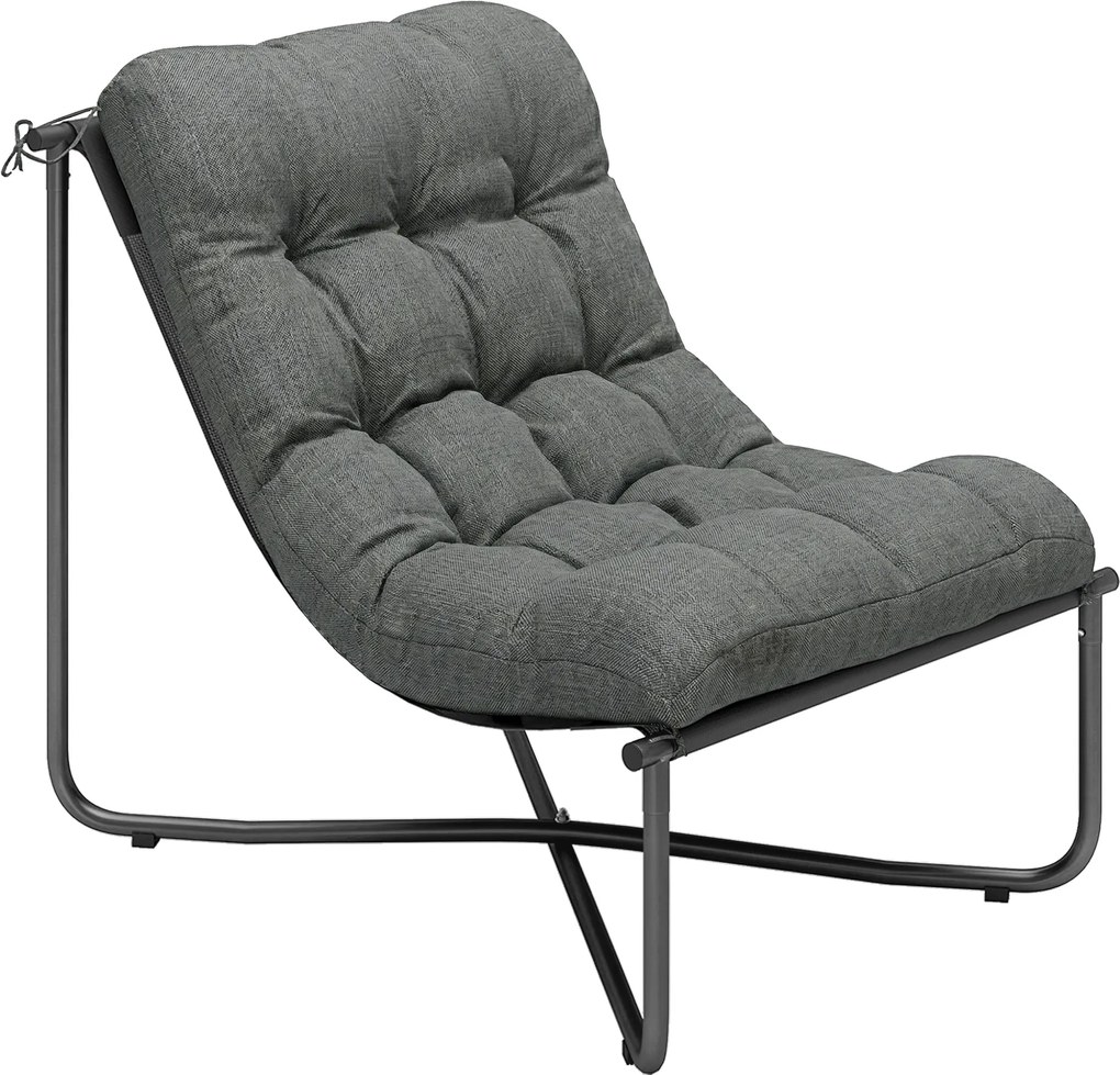 Lounge chair Outdoor Ergonomická zahradní židle s polštářem šetrným k pokožce Široký sedák Ocelový rám Tmavě šedá barva