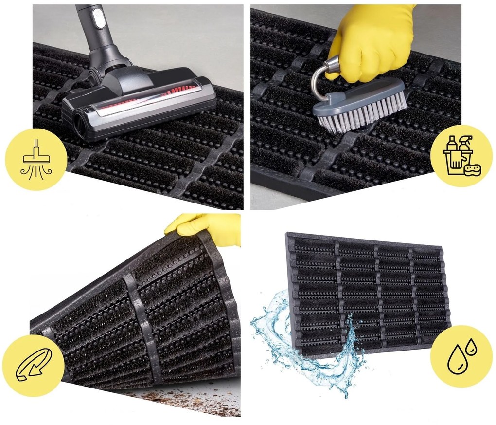 Hanse Home, Venkovní čistící rohož Mix Mats Brushes 105648 Black - na ven i na doma, 45x75, černá, exteriér