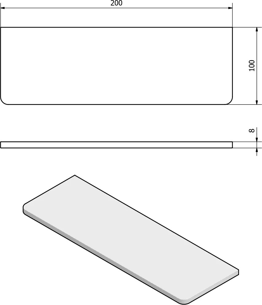 Sapho 23478 police 200 x 100 x 8 mm čiré sklo