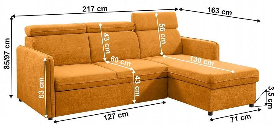 Tempo Kondela Rozkládací sedací souprava, hořčicová, ALECHANDRO A ROH