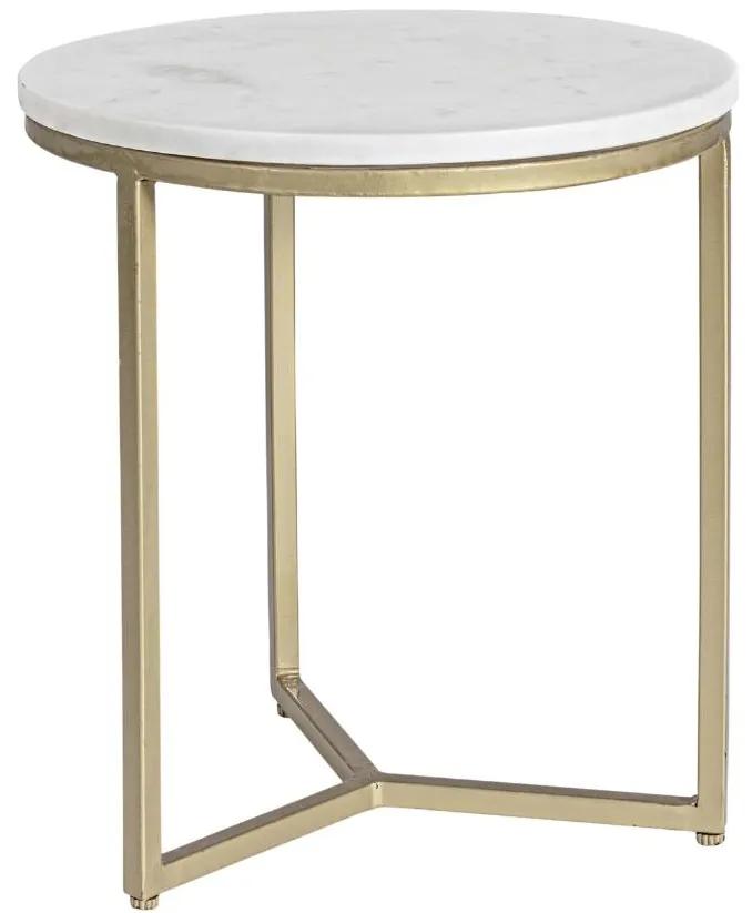OnaDnes -20% Bizzotto Bílý mramorový odkládací stolek Enix 37,5 cm se zlatou podnoží