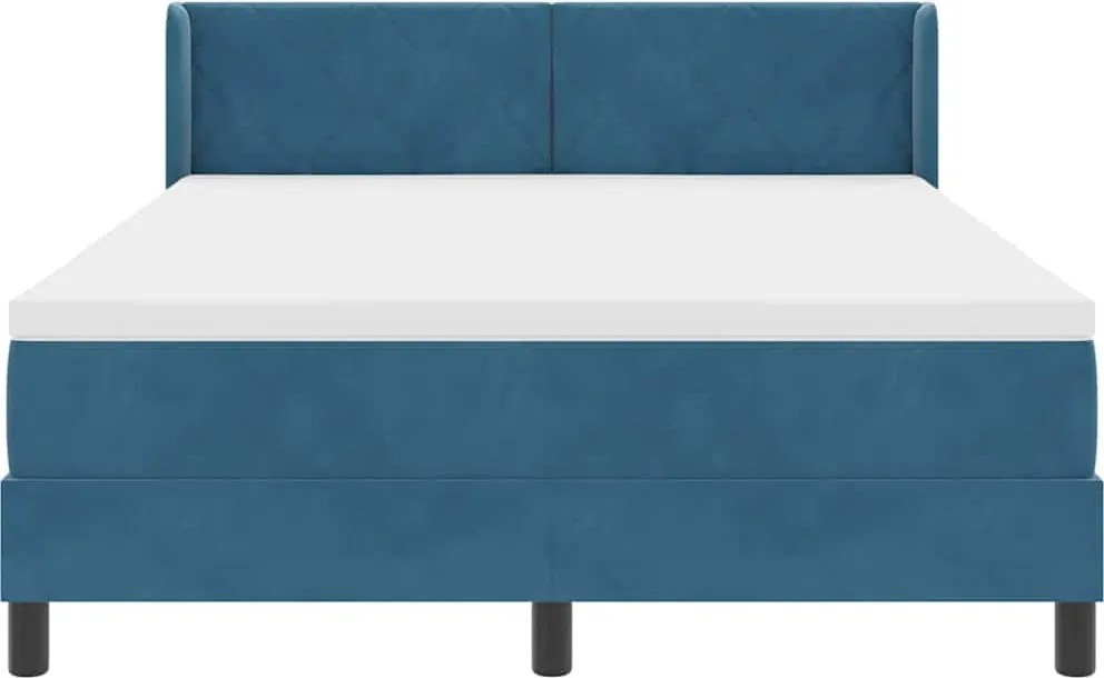 Postel s boxspringem s čelo Tmavě modrá 190 x 140 cm samet 3341520
