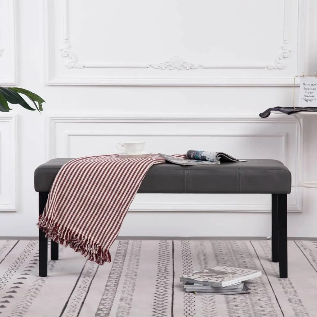 281309  Bench 106 cm Grey Faux Leather 281309