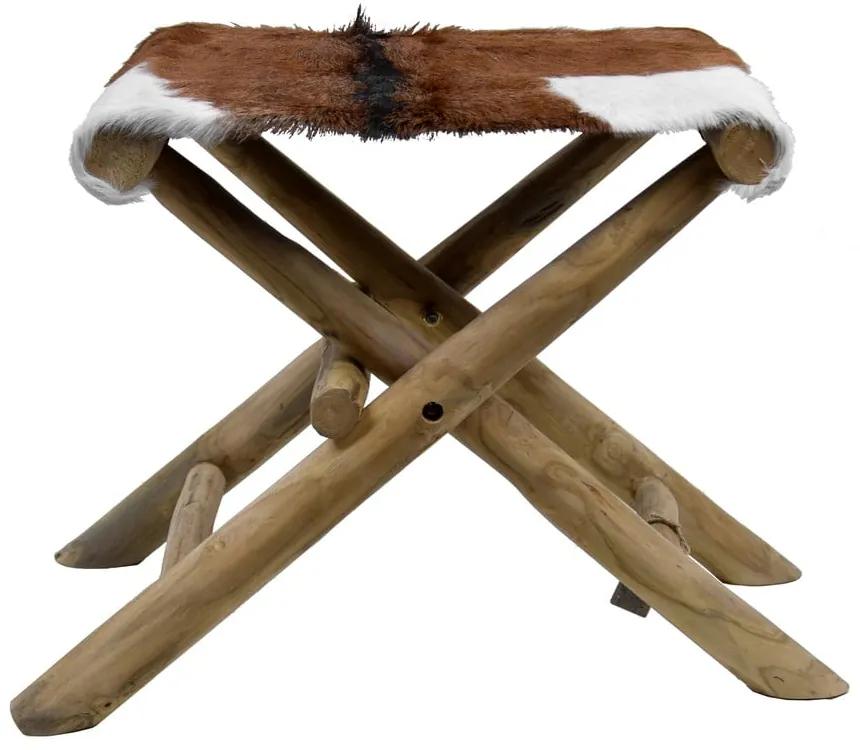 Hnědá stolička z teakového dřeva Goatskin – Ego Dekor