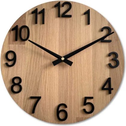 Luxusní dřevěné hodiny Dub s 3D číslicemi | SENTOP MAS017-3041-hands/black-akcia20