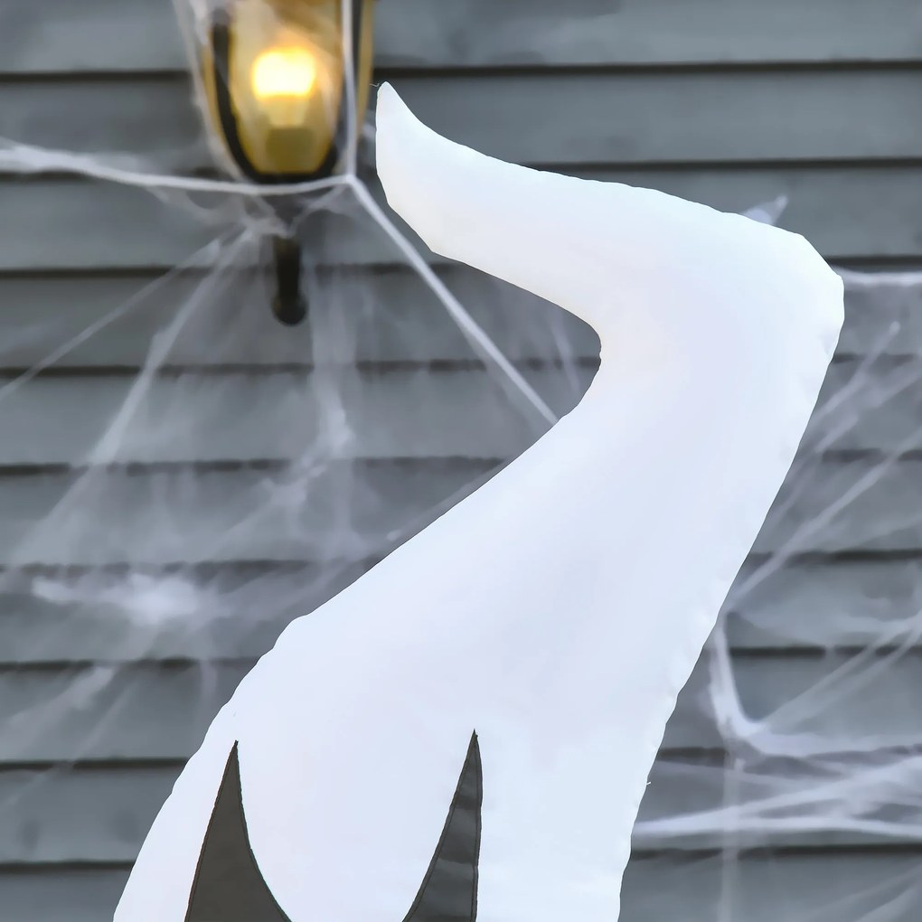 HOMCOM Samonafukující strašidelný duch, LED osvětlený Halloween dekorace, polyester, bílá, 105 x 65 x 180 cm