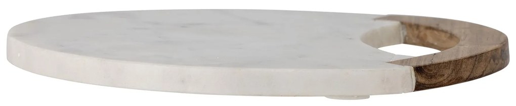 Bloomingville Kulaté mramorové prkénko Daniela 30 cm, bílá barva, přírodní barva, dřevo, mramor