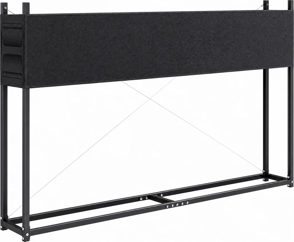 Outsunny Stojan na palivo 202 x 25 x 113 cm, stojan na dřevo s 600D Oxford krytem, ocelový rám do 500 kg, černý