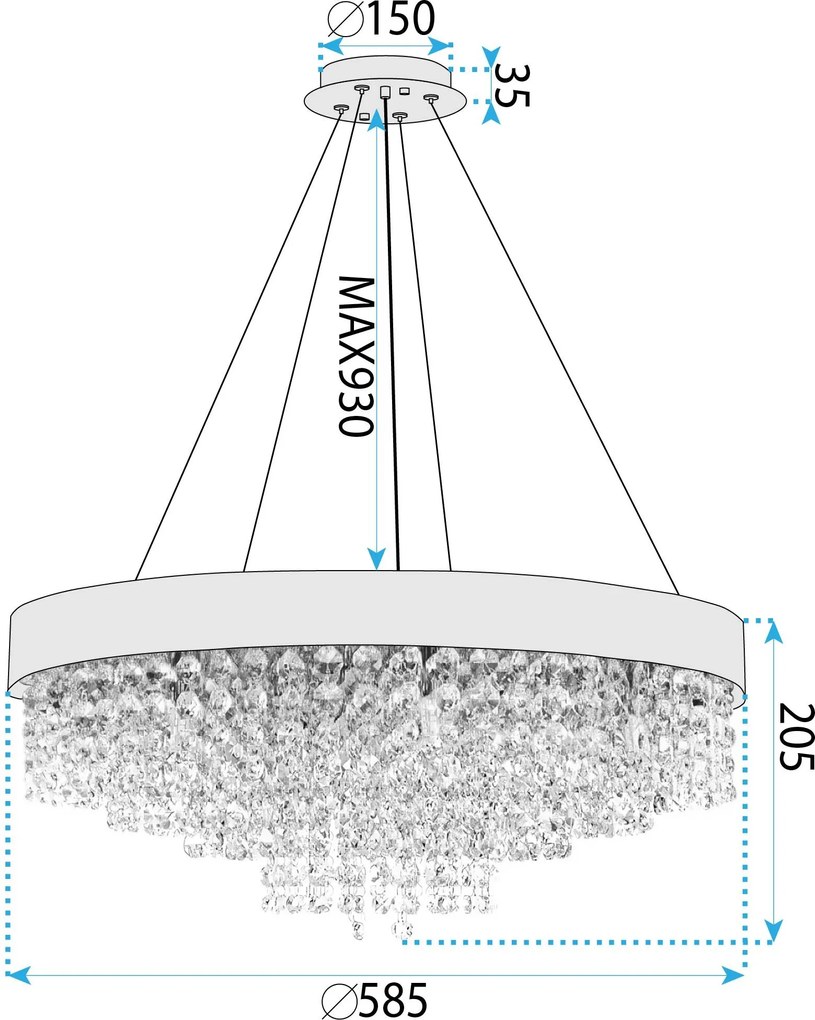 Toolight Toolight, stropní svítidlo 60cm, 16xG9, APP1786-5CP, chromová, OSW-04057