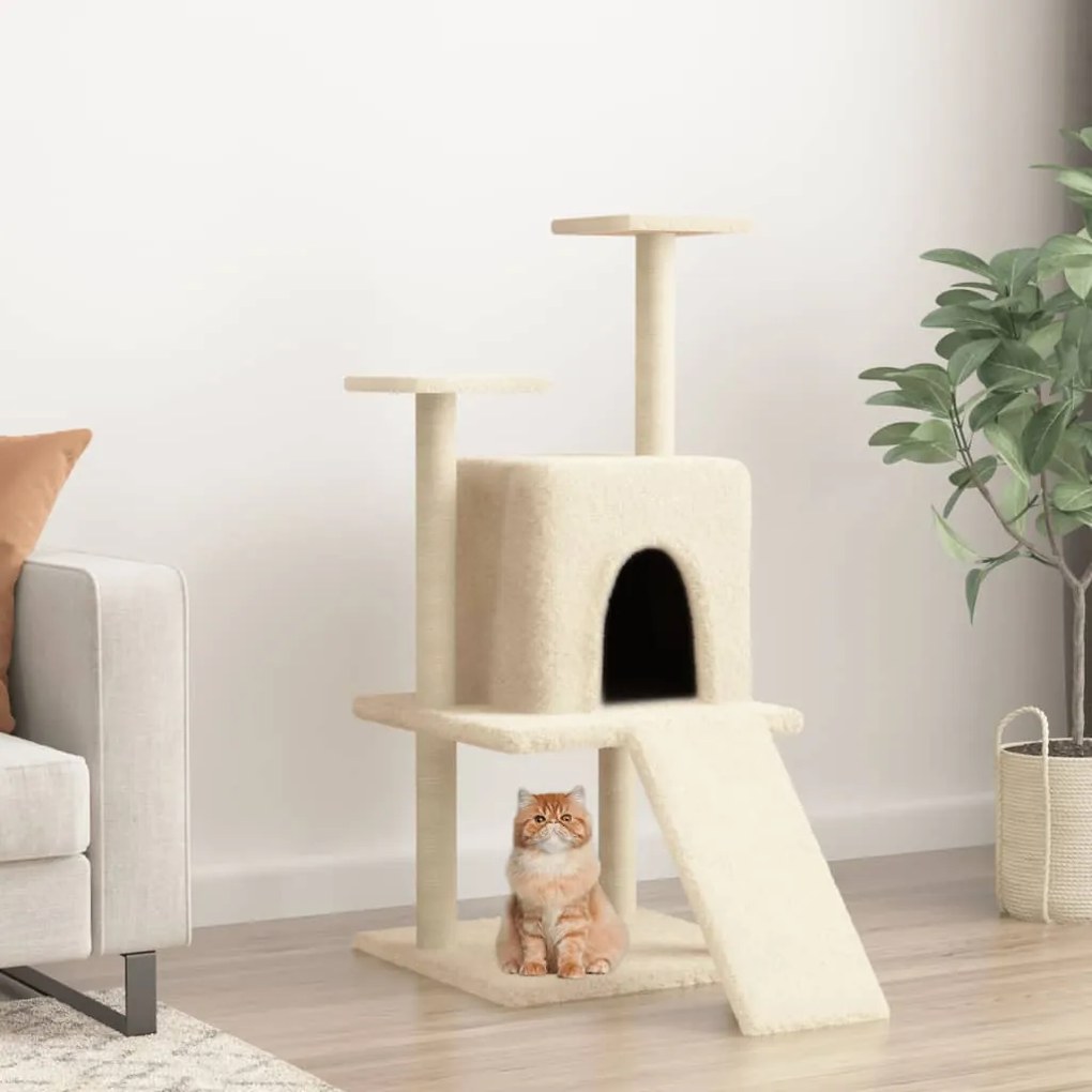 Škrabadlo pro kočky se sisalovými sloupky krémové 110 cm 172037