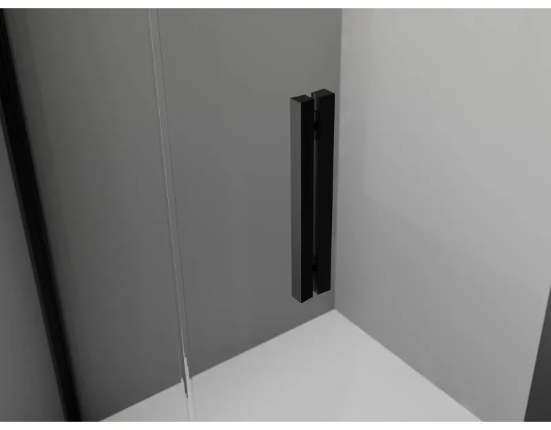 Mexen Exo, pětiúhelníkový sprchový kout s výklopnými dveřmi 80 x 80 cm, 6mm čiré sklo, černý profil, 812-080-080-70-00
