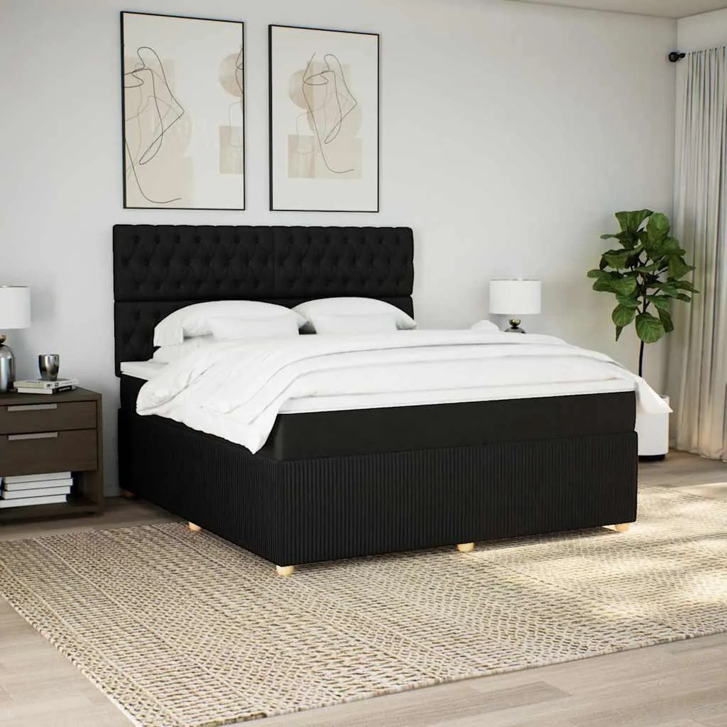 Box spring postel s matrací černá 180x200 cm textil 3294444