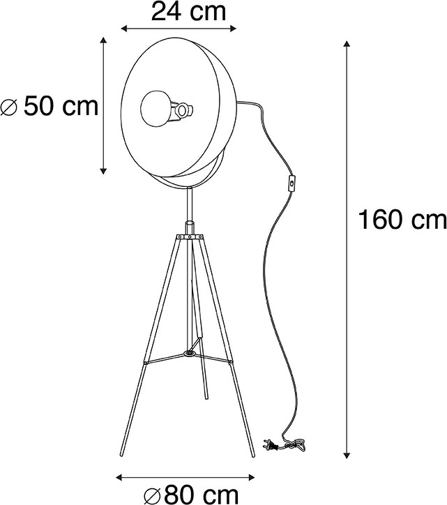 Průmyslová chytrá stojací lampa černá trojnožka vč. WiFi A60 - Magna 50 Eglip