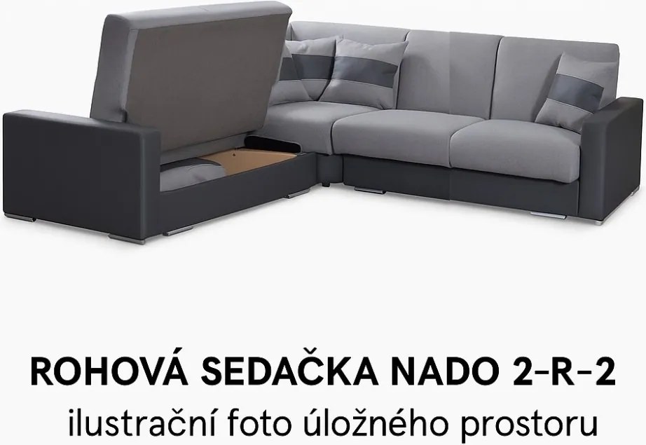Rozkládací rohová sedačka NADO 230x230 univerzální světle šedá / tmavě šedá