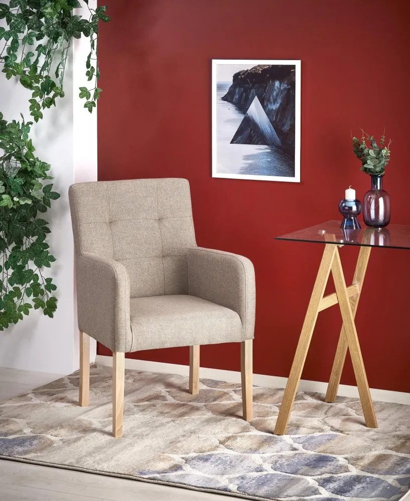 Relaxační křeslo FILO — masiv, látka, šedobéžová
