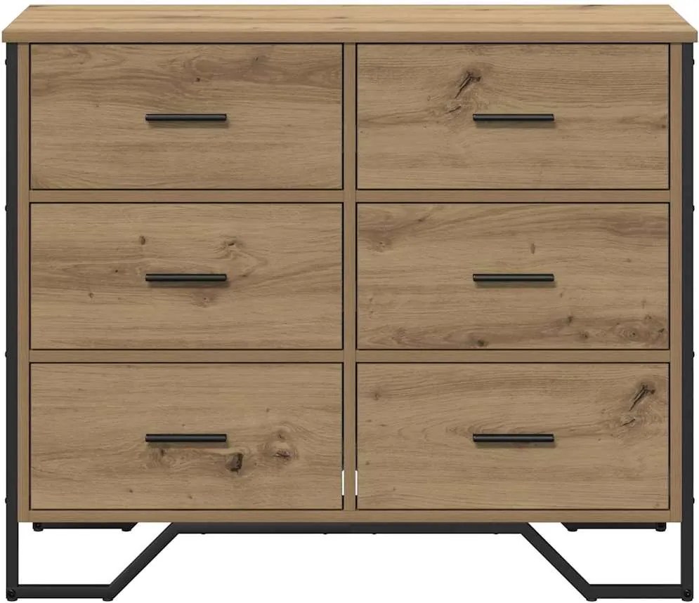 Příborník 6-Zásuvka Artisanový dub 91 x 35,5 x 74,5 cm 3365604