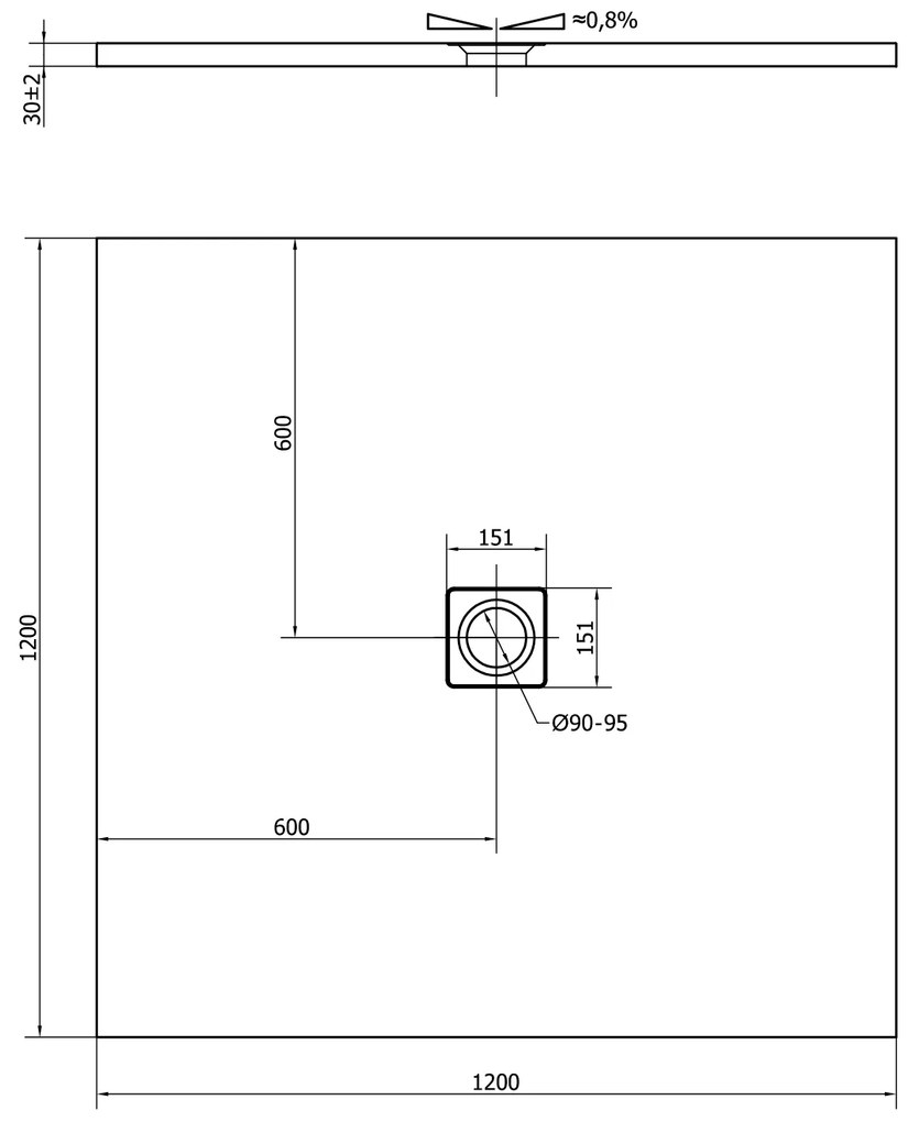 Polysan Flexia sprchová vanička 120 x 120 cm s možností úpravy rozměru litý mramor bílá 72150
