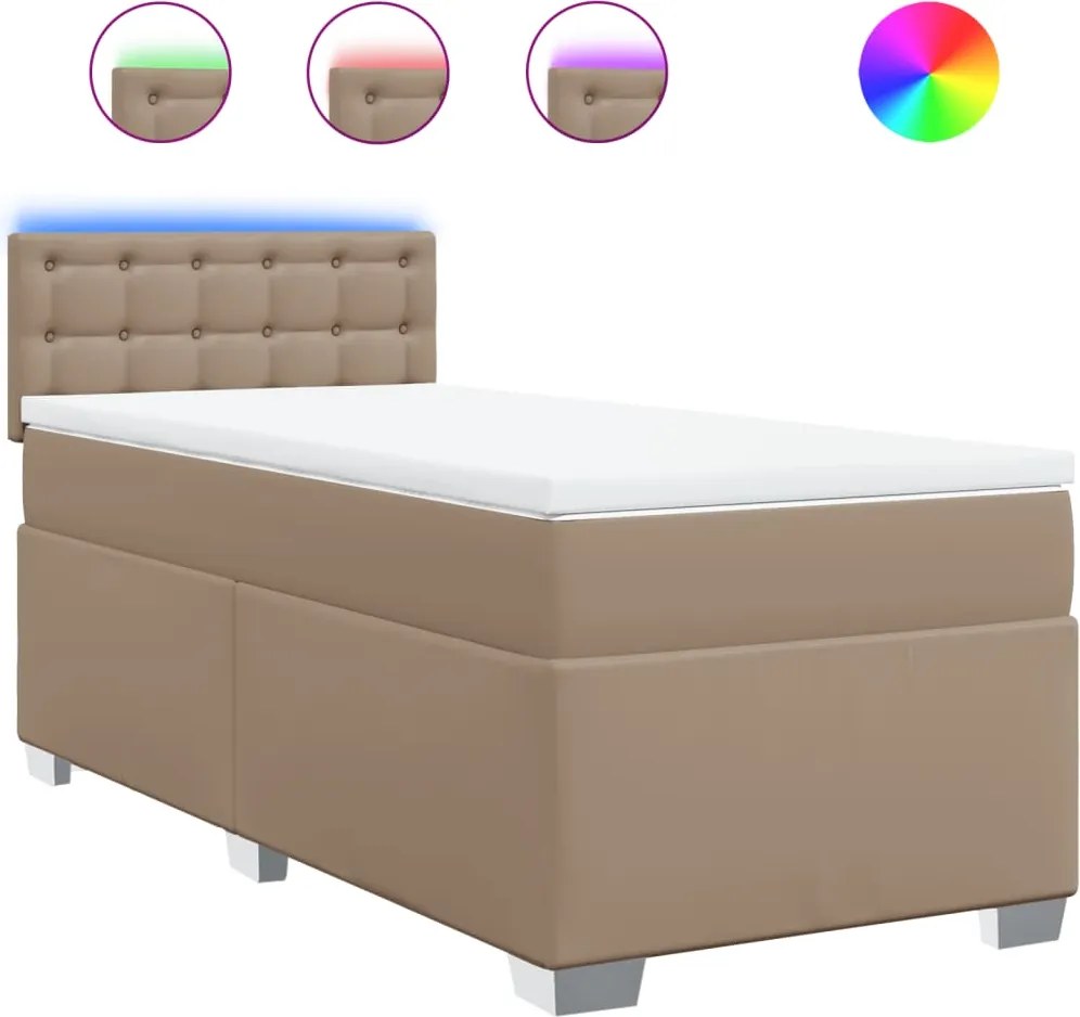 Box spring postel s matrací cappuccino 100x200 cm umělá kůže 3288411