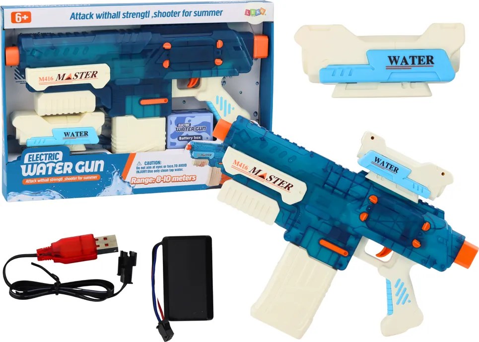 LEAN Toys Vodní pistole M416 nabíjecí 500 ml s dostřelem 8-10 m