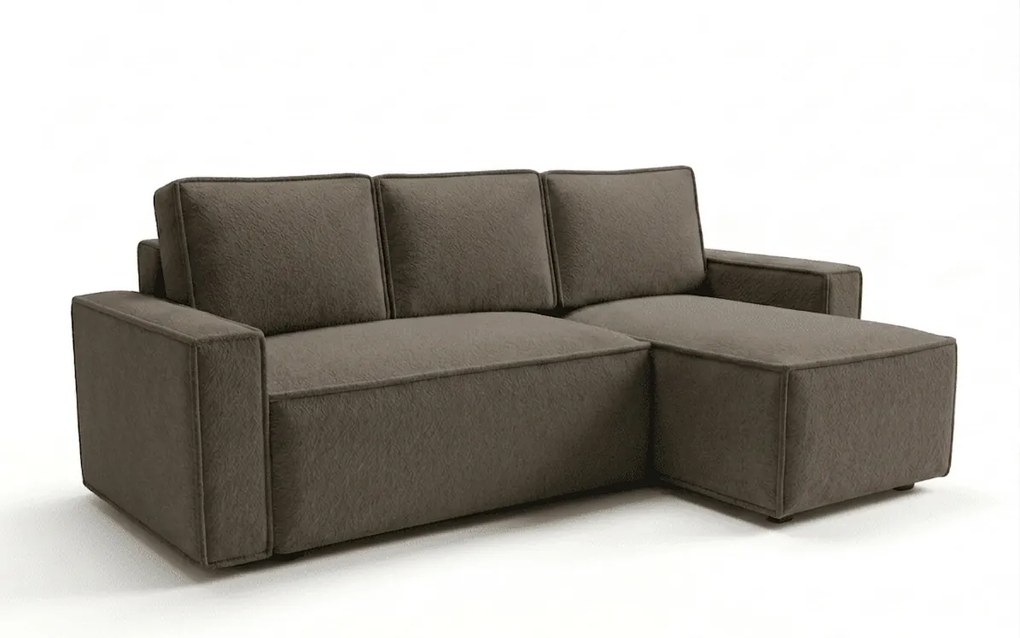 Rozkládací oboustranná sedací souprava do L SMART BOUCLE 232x143 cm, šedohnědá