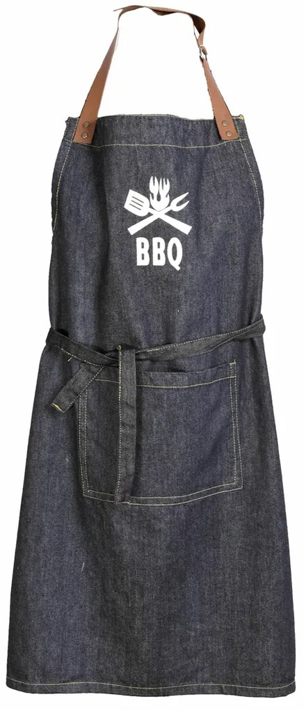 Zástěra kuchyňská, Jeans BBQ, šedomodrá