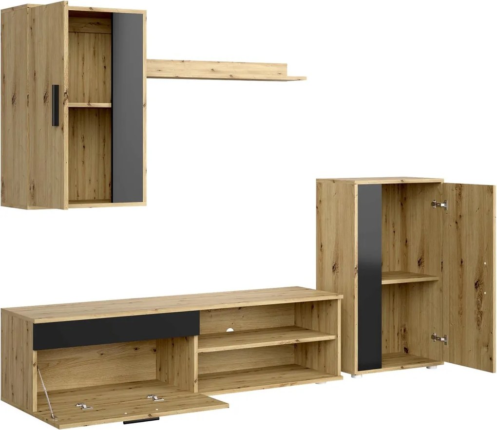 Sada obývacího nábytku Benson dub artisan/černá