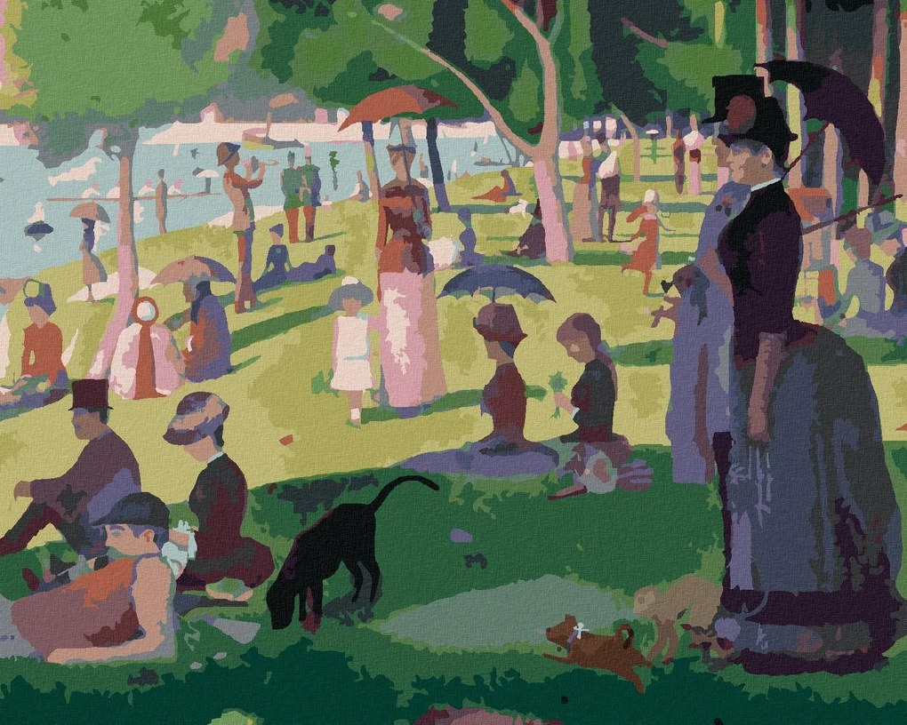 zuty malování podle čísel - nedělní odpoledne na ostrově grande jatte (g. seurat), 80x100 cm, bez rámu a
