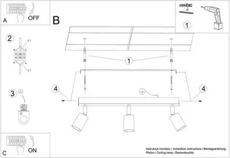 Stropní svítidlo SOLLUX VERDO 3L černé GU10 3x10W bez žárovky SL.1293