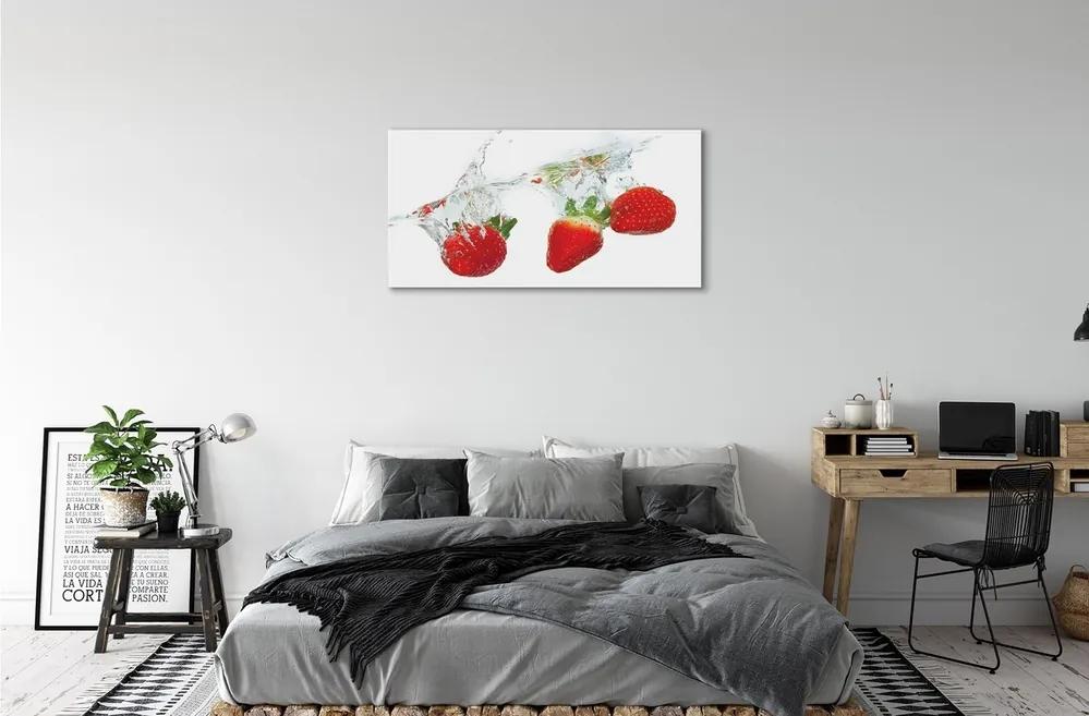 Obrazy na plátně Water Strawberry bílé pozadí 125x50 cm
