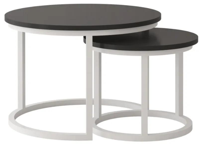 TRENTO konferenční stolek 2 kusy, černá/bílá kov