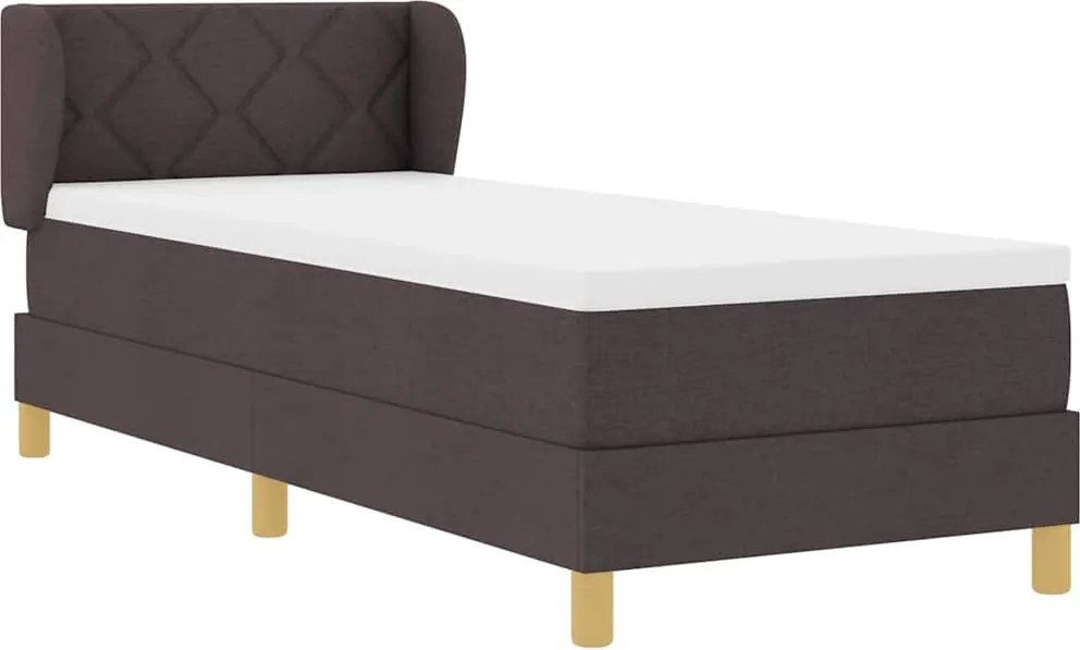 Postel s boxspringem s čelo Tmavě hnědá 80 x 200 cm textil 3340244