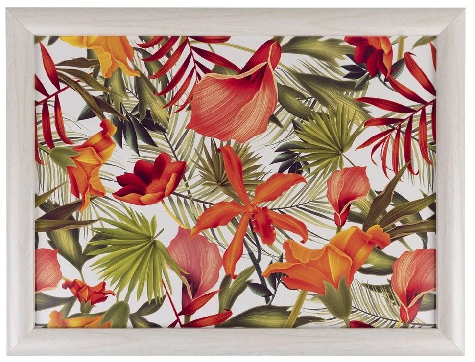 Podnos na nohy s motivem květin Flowers white - 43*33*7cm