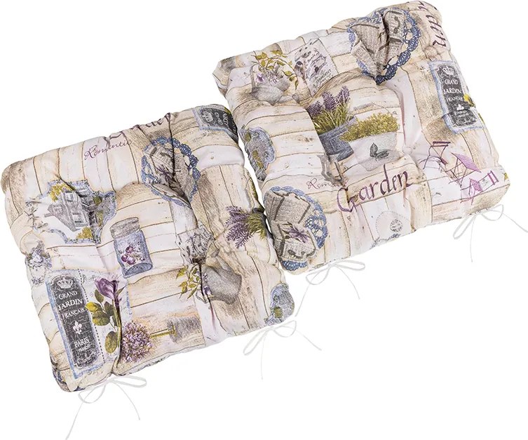 Bellatex Sedák Ema prošívaný - SET 2ks Fialová,Béžová 40x40 cm