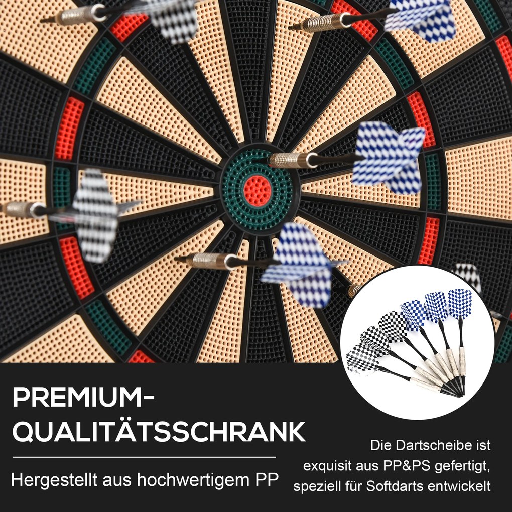 HOMCOM Elektronický šipkový terč, sada 6 šipek, 30 šipkových hlaviček, 26 her, 185 možností zásahů, pro 8 hráčů, vícebarevný| Aosom