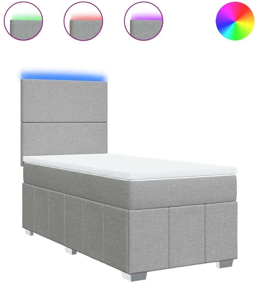 Box spring postel s matrací světle šedá 80 x 200 cm textil 3293788